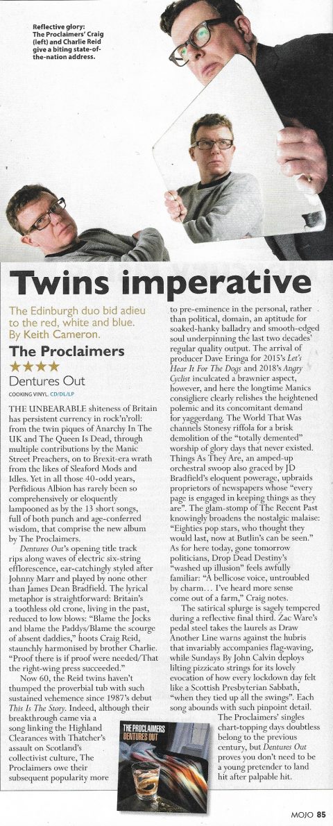 MOJO - DENTURES OUT ALBUM REVIEW - The Proclaimers Official